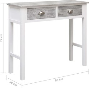 Konzolový stolek Hammond - 90 x 30 x 77 cm | bílo-šedý