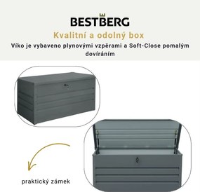 Kovový zahradní úložný box BestBerg ZBK-400A / 400 l / 132 x 62 x 62 cm / šedá