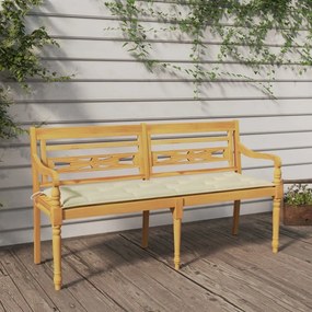 Lavice Batavia s krémovou poduškou 150 cm masivní teakové dřevo 3100843