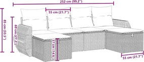 6dílná zahradní sedací souprava a podušky světle šedá polyratan 3264168