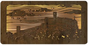 Li-Go "Bezděz" světelný obraz s baterií 100x50cm varianta: ovládání na obraze bez dálkového ovladače, provedení: dub světlý