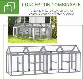 PawHut venkovní výběh pro slepice, 1,18 m² (140 x 88,5 x 106 cm), zamykatelné dveře, masivní smrkový rám, pletivo, pro 1–3 slepice, šedý