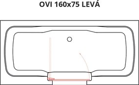 Vana s dvířky Polimat OVI 160x75 LEVÁ s bílým čelním krycím panelem + vanový sifon automat s přepadem VABPS-ZU 70