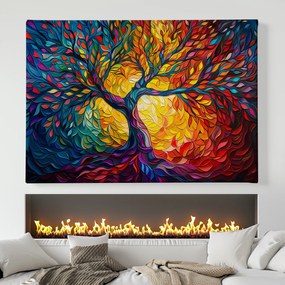 Obraz na plátně - Strom života Listy do větru FeelHappy.cz Velikost obrazu (šířka x výška): 90 x 60 cm