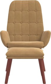 Relaxační křeslo s podnožkou hnědé samet 3315146