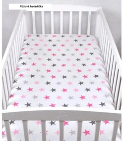 Dětské prostěradlo do postele bavlna - 120 x 60 cm, Růžová hvězdička