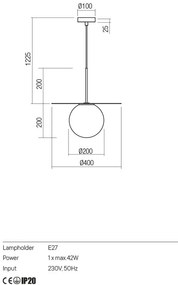 Redo Závěsná lampa Plato, ø20cm Barva: Černá