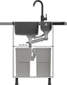 Bílý 1,5 komorový kuchyňský granitový dřez QUADRON PETER 156 bez baterie