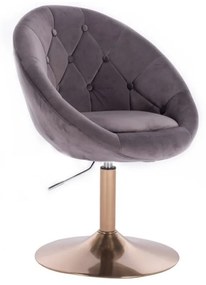LuxuryForm DESIGN Křeslo VERA VELUR na zlatém talíři - tmavě šedé