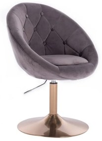 LuxuryForm DESIGN Otočné křeslo VERA VELUR na zlatém talíři - tmavě šedé