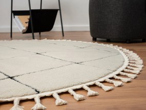 My Flair, Kusový koberec Moroccan Vision weiß kruh, 240x240 (průměr) kruh, černobílá, ložnice