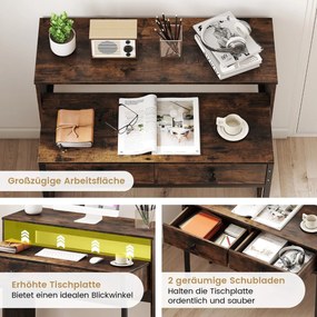 Costway Rozkládací stolek malý s 2 zásuvkami a kolečky – 100 × 63 × 88 cm