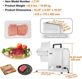 Komerční tenderovač masa, odolný kuchyňský nástroj z nerezové oceli s rukojetí