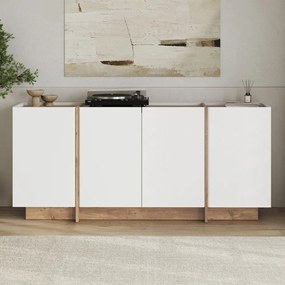 Bílá komoda v dekoru borovice s dírou na kabely 180x80x45 cm Dorma – Kalune Design