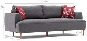 Hanah Home Pohovka FELIX tmavě šedá 230 cm 825BLC1379