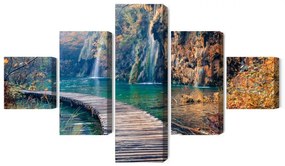 Vícedílný obraz Národní Park Plitvická Jezera Nedostatek Nedostatek Přírodní plátno 150x90