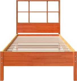 Postel s knihovnou bez matrace hnědá 100x200 cm masiv borovice 3322878