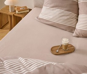 Tchibo - Napínací prostěradlo z biberu, standardní velikost, hnědošedá