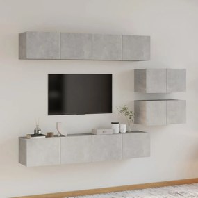 6dílný set TV skříněk betonově šedý kompozitní dřevo 3114601