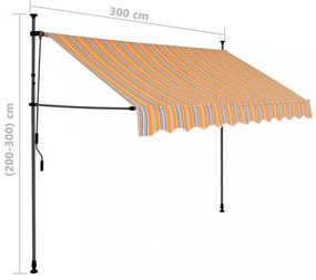 Ručně zatahovací markýza s LED světlem 300x120 cm Dekorhome Bílá / oranžová