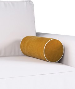 Jednoduchý válečkový polštář s ozdobným lemováním barva žlutá látka lesklé, sametová