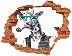 Wallmuralia Díra 3D fototapeta nálepka Žirafa v brýlích 90x70 cm