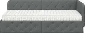Rohový rám postele Tmavě šedá 90 x 190 cm textil 3394038