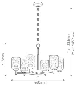 Kichler KL-WINSLOW6-NBR - Lustr na řetězu WINSLOW 6xE27/60W/230V mosaz