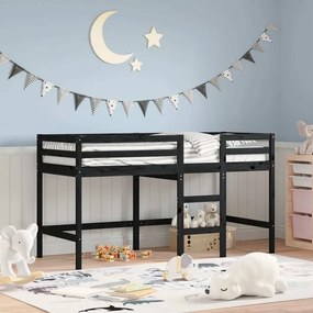 vidaXL Dětská patrová postel se žebříkem 90 x 200 cm borové dřevo [835891] Barva: Černá