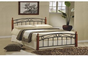 Kondela Manželská postel, třešeň / černý kov, 180x200, DOLORES