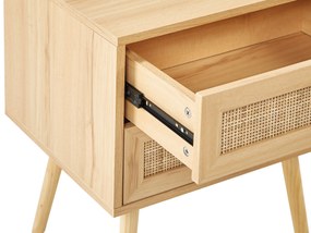 Ratanový noční stolek se 2 zásuvkami světlé dřevo PEROTE Beliani