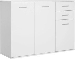 HOMCOM Kuchyňská Komoda se 2 Dveřmi a 2 Zásuvkami v Moderním Stylu pro Jídelnu 106x35x76cm Leskle Bílá | Aosom