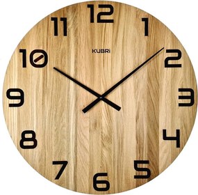 KUBRi 0127b - velké dubové hodiny české výroby o průměru 60 cm