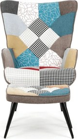 Relaxační křeslo AK-303 PW2, vícebarevná, sametová látka (68 x 72) cm patchwork