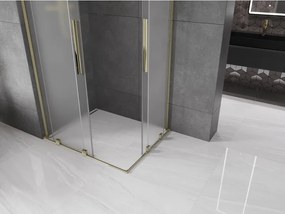 Mexen Velar L Duo, sprchový kout s posuvnými dveřmi 100 x 90 cm, 8mm sklo námraza, zlatá lesklá, 871-100-090-02-33-50