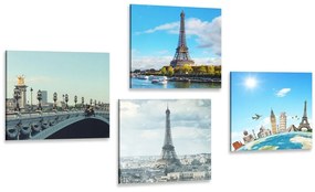 Set obrazů výhled na Eiffelovu věž v Paříži Varianta: 4x 40x40