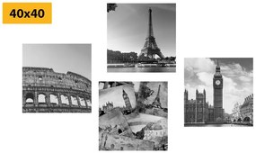Set obrazů historické bohatství v černobílém provedení Varianta: 4x 60x60
