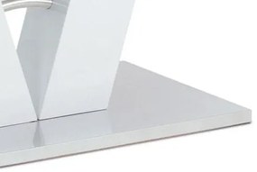 Autronic Moderní jídelní stůl Rozkládací jídelní stůl 120+40x80 cm, bílý lesk / broušený nerez (HT-510 WT) (2xKarton)