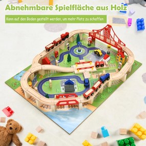 Costway Dřevěný dětský železniční vláček Dřevěný vláček Set Activity Table