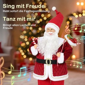 HOMCOM Zpívající Santa Claus, 120 cm, životní velikost, animovaný, s rotující hlavou a pohyblivými pažemi
