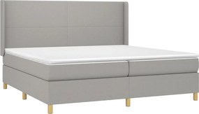 Box spring postel s matrací a LED světle šedá 200x200 cm textil 3138741