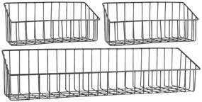 Závěsné drátěné košíky Black Iron set 3 ks, černá barva, kov