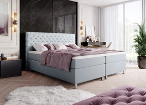 Boxspring postel Luxury Dream bez úložného prostoru, látka Velikost postele: 140 × 200 cm, Barva látky: Béžová látka, Výběr matrace: Oboustranná…