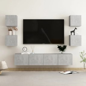 6dílný set TV skříněk betonově šedý kompozitní dřevo 3079082