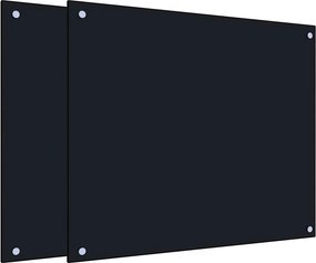 Kuchyňské panely 2 ks černé 70 x 60 cm tvrzené sklo 3315797