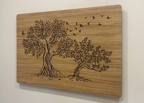 Li-Go "Dvě olivy" světelný obraz 230V 90x62cm provedení povrchu: dub světlý