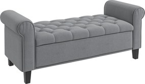 HOMCOM Čalouněná lavička, lavička na postel, sedací lavička v sametovém vzhledu, vstupní lavička se storage pro ložnici, nosnost až 120 kg, šedá, 126