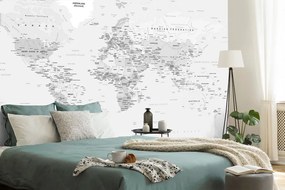 Samolepící tapeta klasická černobílá mapa s okrajem - 300x200 cm