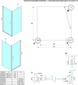 Gelco LORO obdélníkový sprchový kout 70 x 120 x 200 cm jednokřídlé chrom čiré sklo GN4470-02
