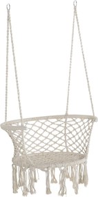 Outsunny Boho Chic Styl Zahradní Houpací Síť, Polyester a Makramé Zavěšené Křeslo pro Vnitřní a Venkovní Použití, Krémové, 80x60x36cm | Aosom